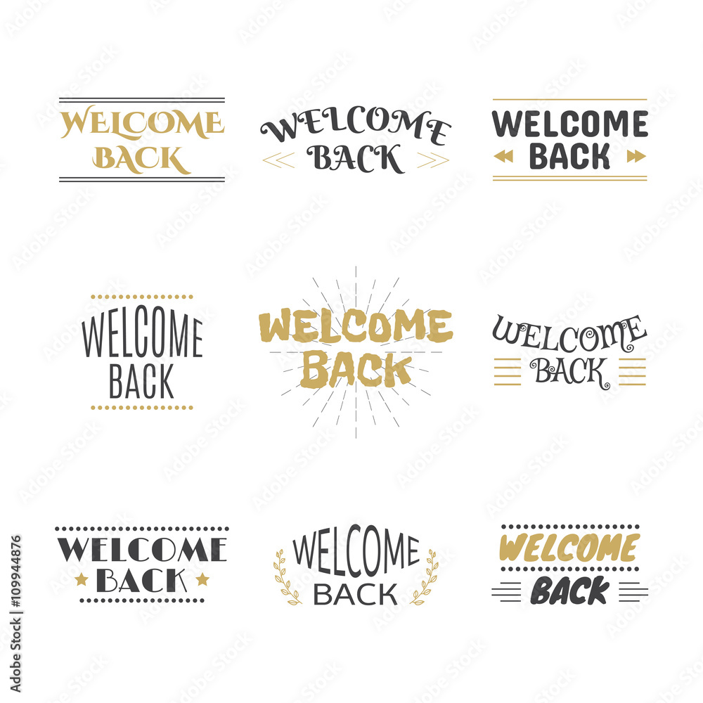 Welcome back collection. Set of labels, emblems, stickers or bad Stock ...