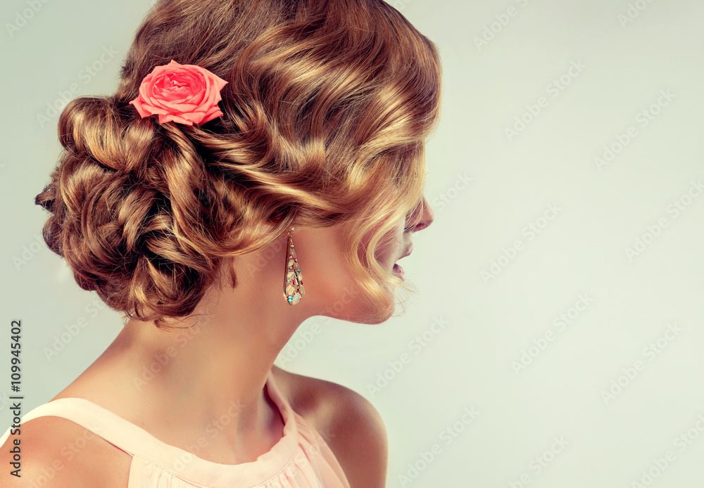 Beautiful model with elegant hairstyle . Beautiful woman with fashion ...