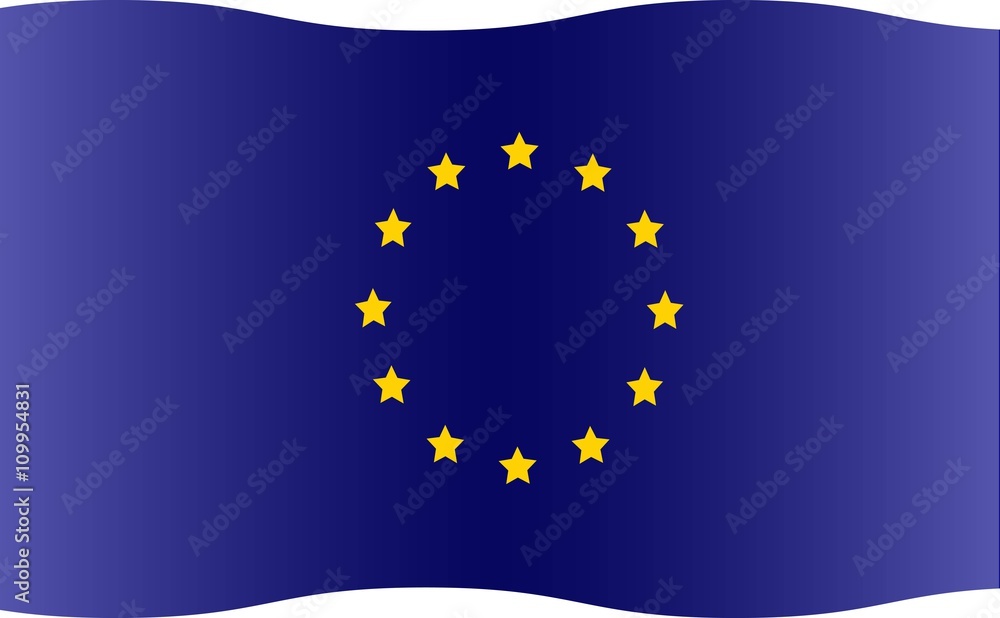 European Union flag, background. Blue flag, yellow stars, on white ...