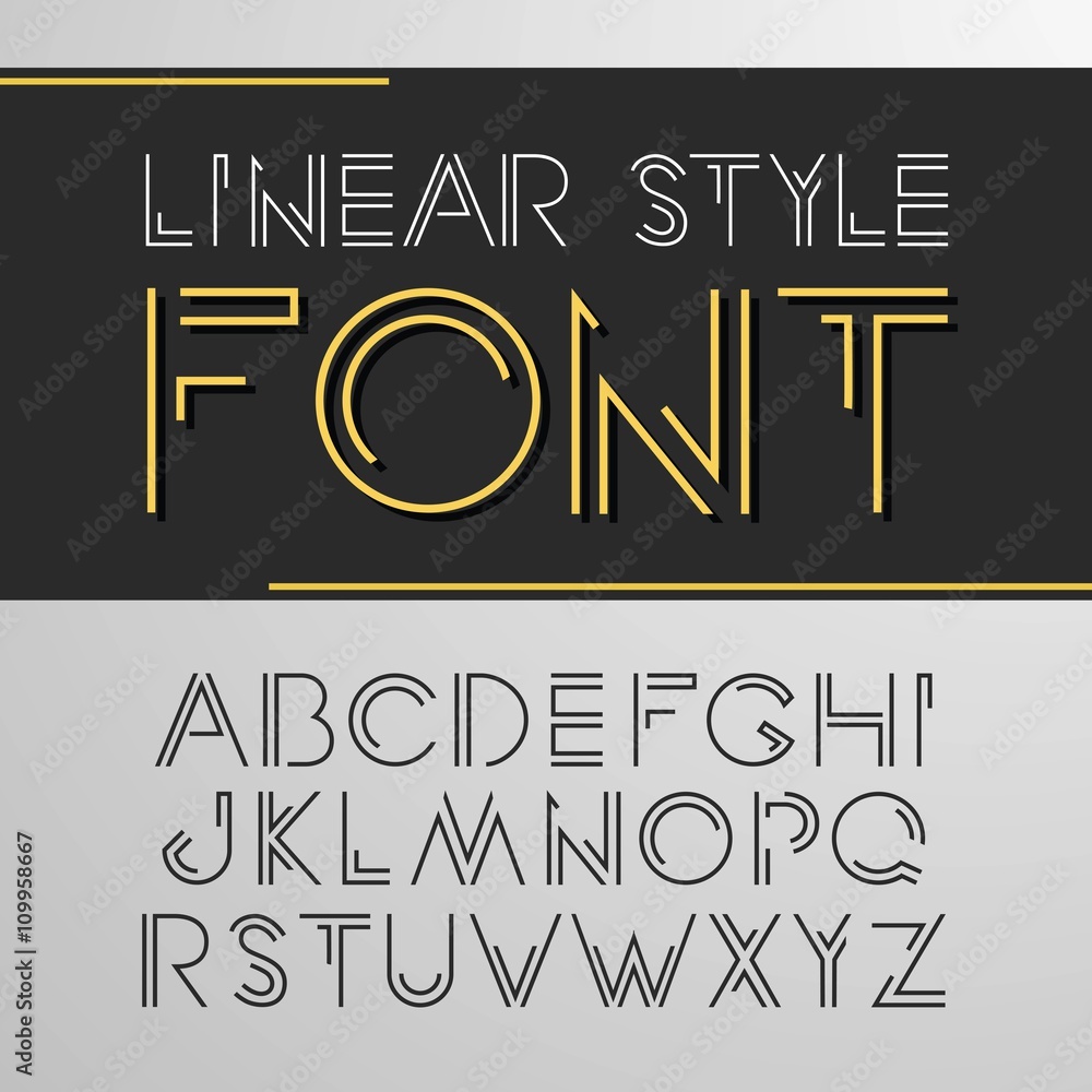 Vector linear font - simple and minimalistic alphabet in line style ...