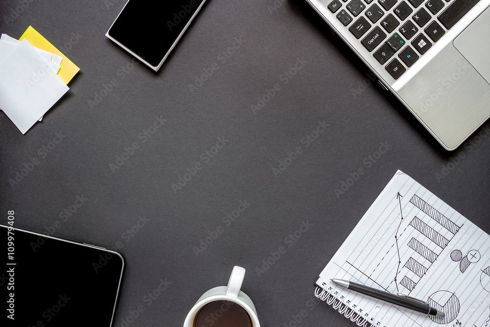 office desk top view Stock Photo | Adobe Stock