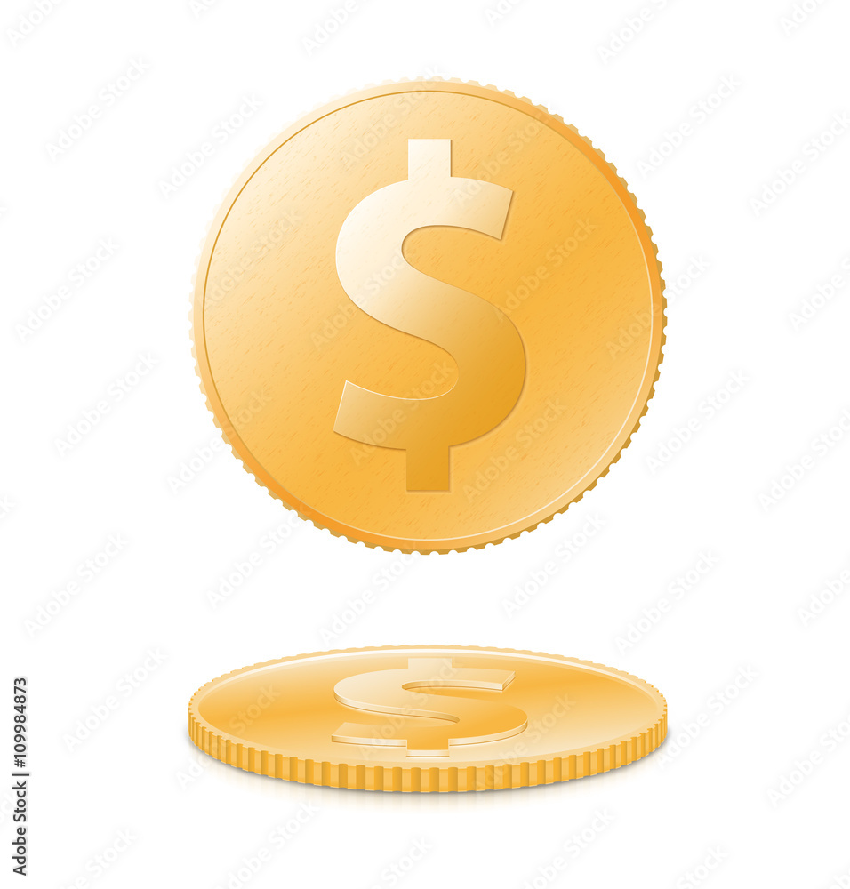 Coin eagle and coin edge on a white background. Vector illustration ...