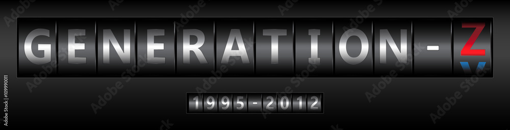 Generation Z illustration. Letters look like a odometer Z letter change ...
