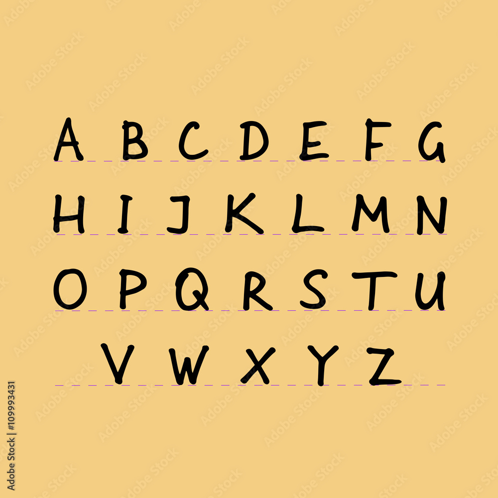 upper-case letters of hand written font Vector Illustration Stock ...