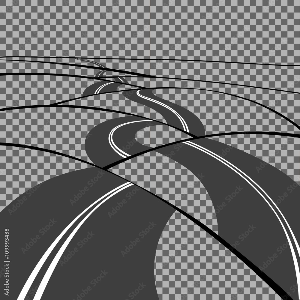 curved tarmac road across hills Vector Illustration Stock Vector ...