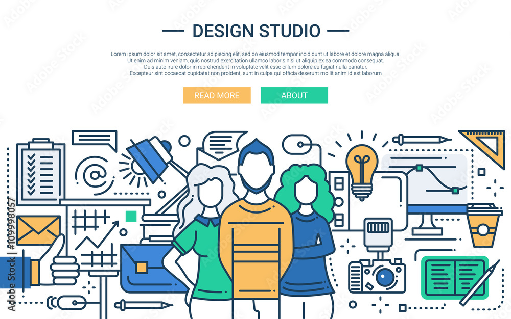 Design Studio - line design website banner Stock Vector | Adobe Stock
