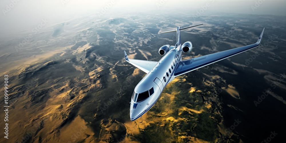 Ilustracja Stock: Realistic photo of silver generic design private jet ...