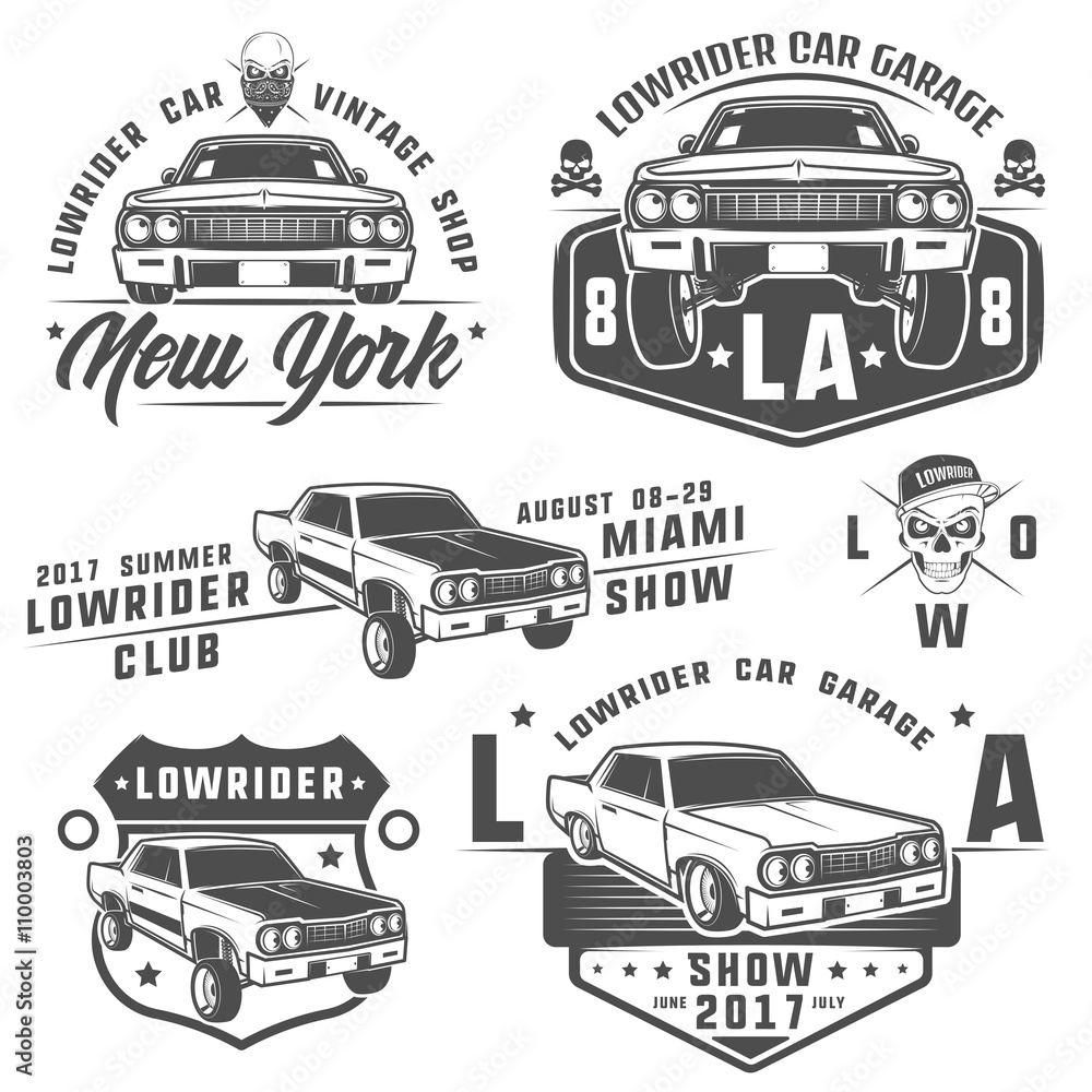 Set of lowrider cars,lowrider,lowrider machine,lowrider for emblems and ...