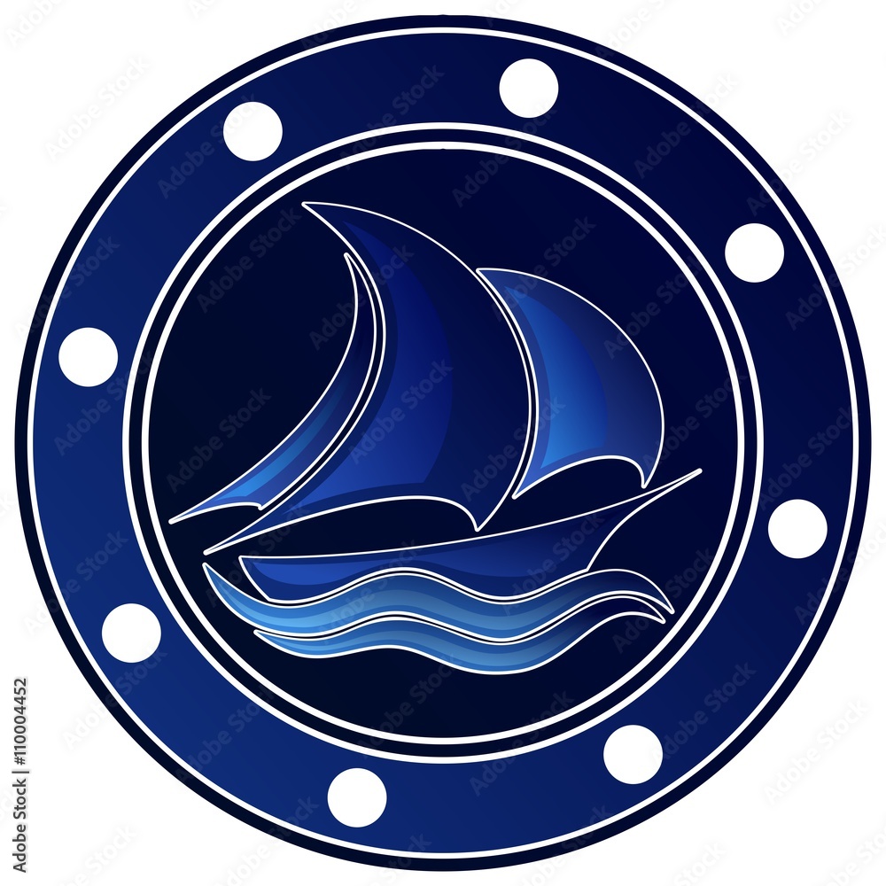 sailing vessel Logo in the sea. Stock Illustration | Adobe Stock