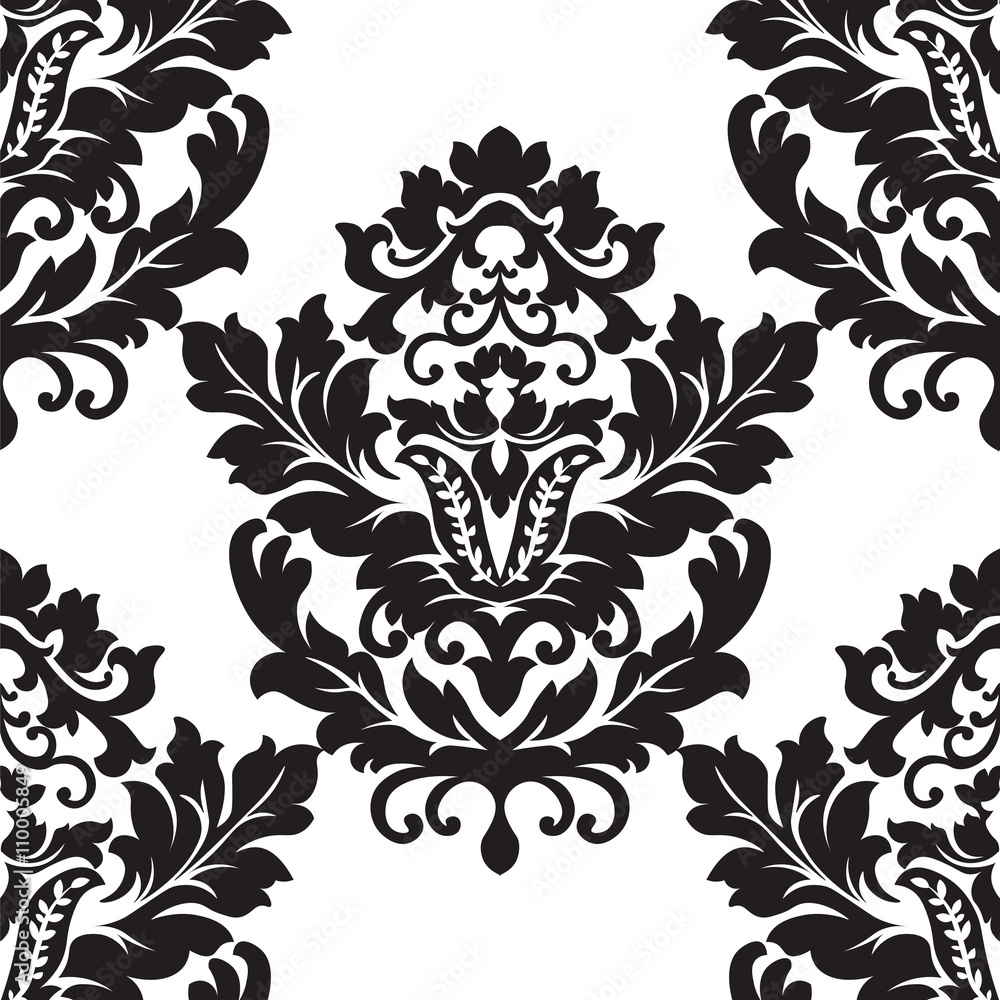 Vector floral damask pattern background. Luxury classic floral damask ...