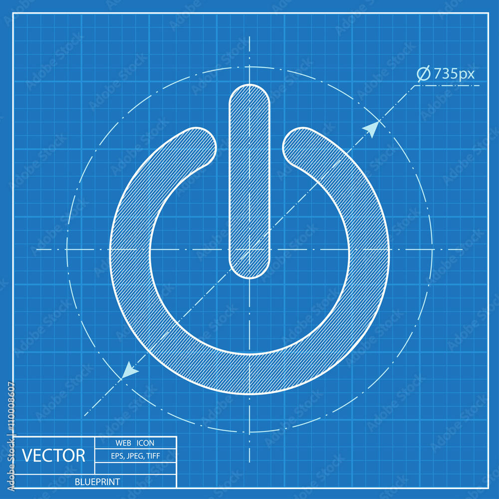 blueprint icon of power on symbol Stock Vector | Adobe Stock