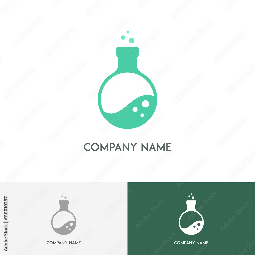 Science laboratory logo with rounded corners - test tube with bubbles ...