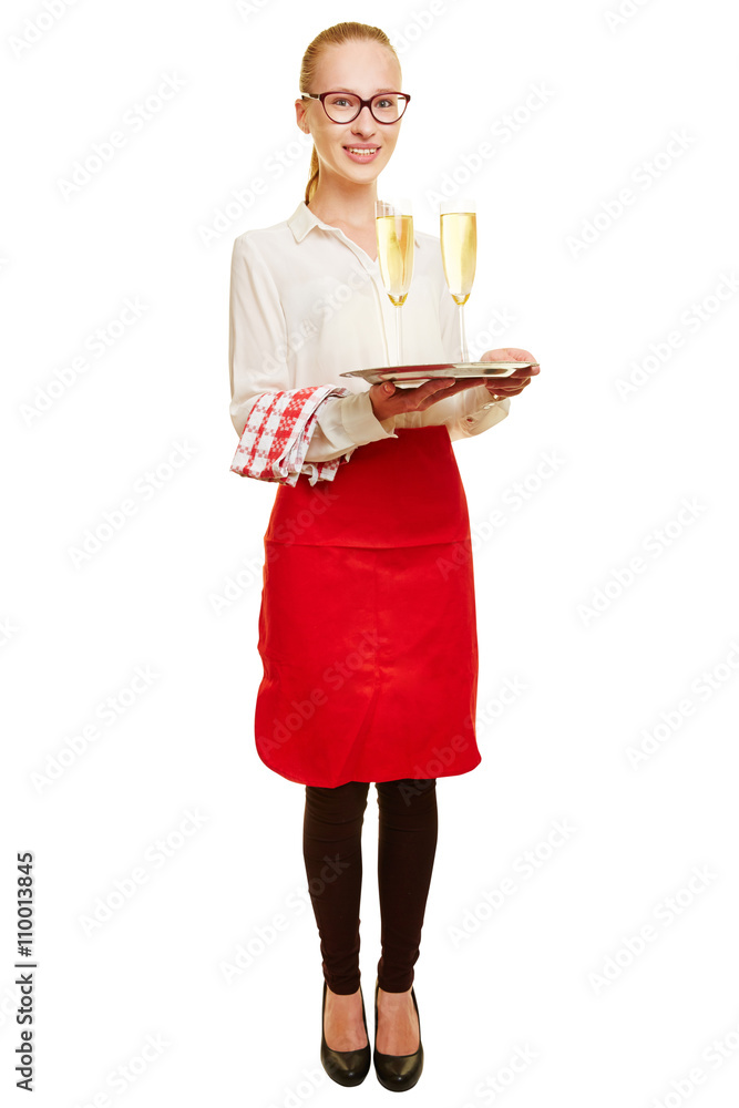 Junge Frau als Kellnerin Stock Photo | Adobe Stock