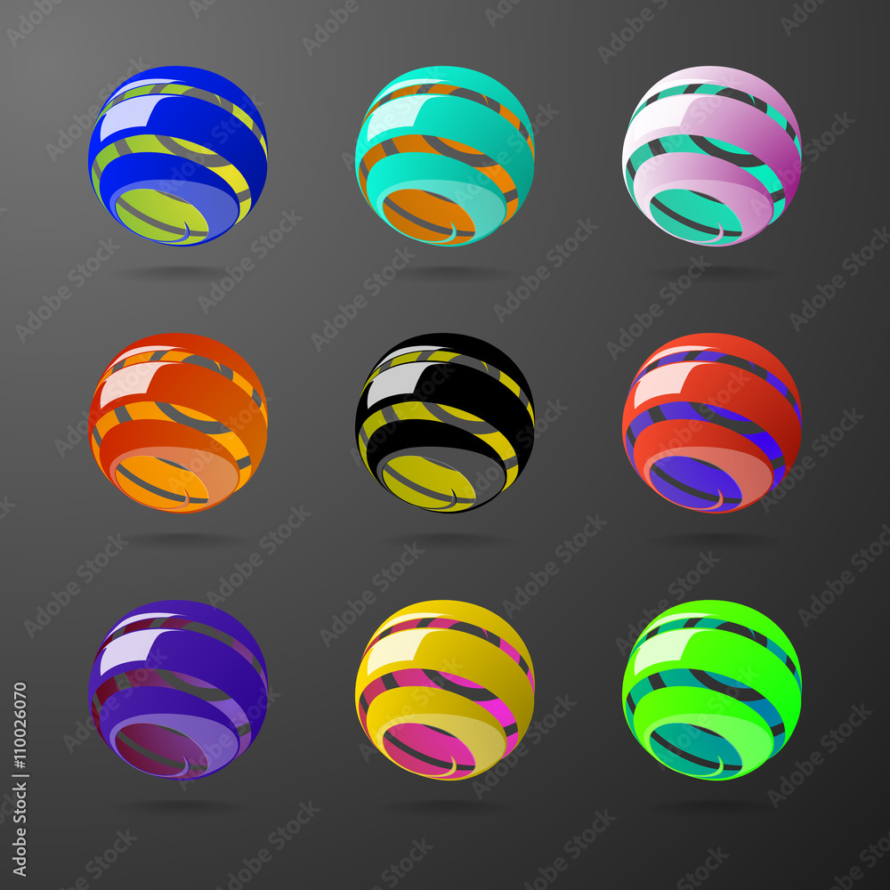 Set of color spiral ball shapes. Stock Vector | Adobe Stock