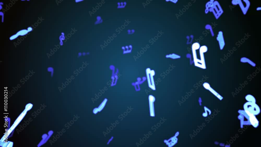 Seamless looping background animation of 3D wireframe music notes Stock ...