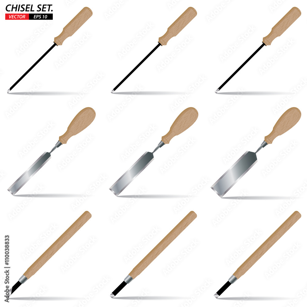 Chisel set isolated on white background. Chisel isolated on white ...