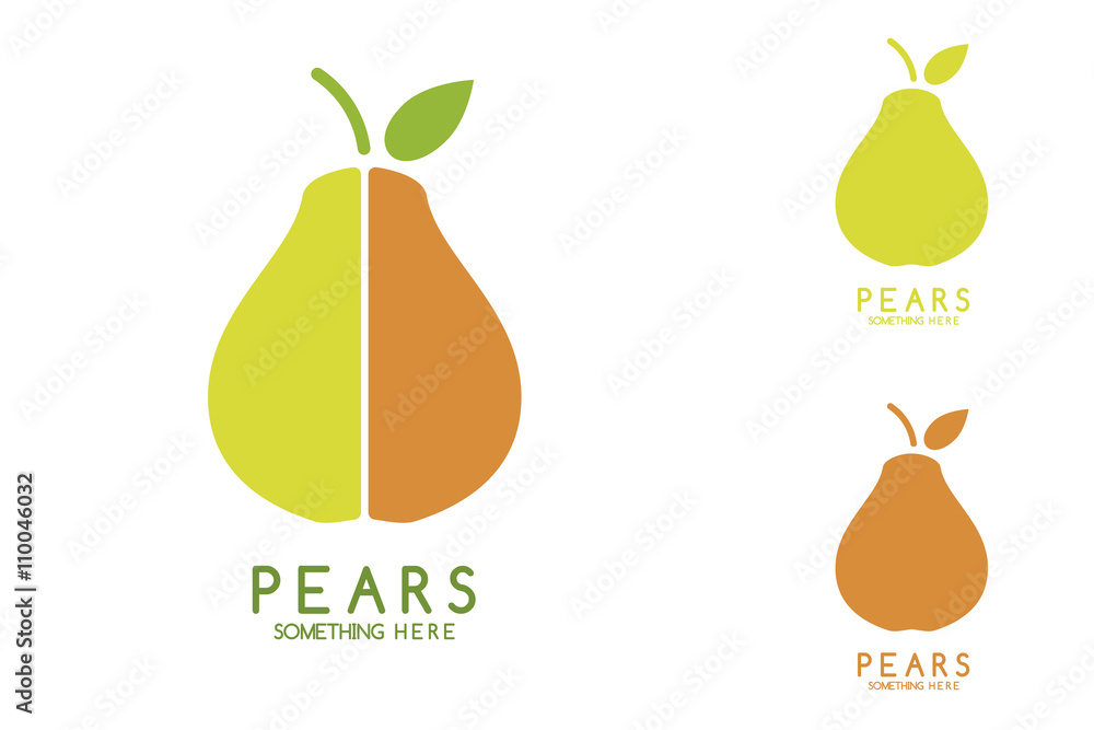 Pears vector isolated. Pears icon. Pears logo. Pears with green leaf ...