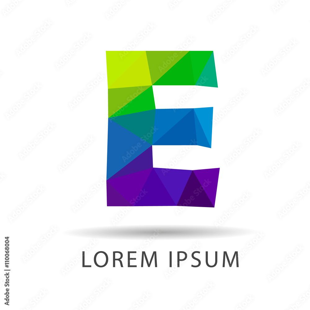 Big letter E low poly style, logo white background Stock Vector | Adobe ...