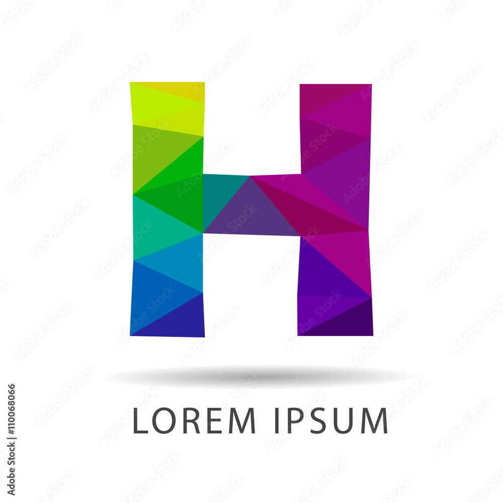 Big letter H low poly style, logo white background Stock Vector | Adobe ...