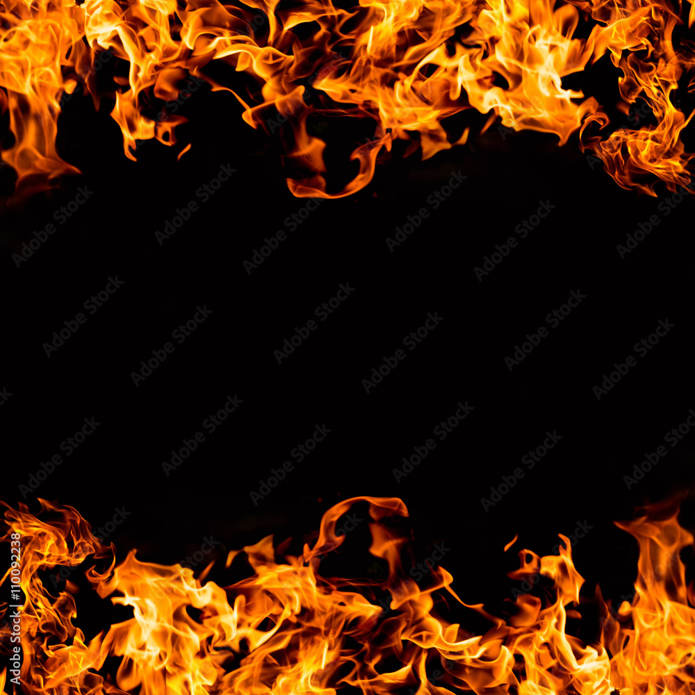fire frame on black background - can use to display or montage product ...