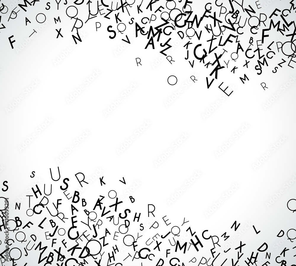 Abstract black alphabet ornament frame isolated on white background ...