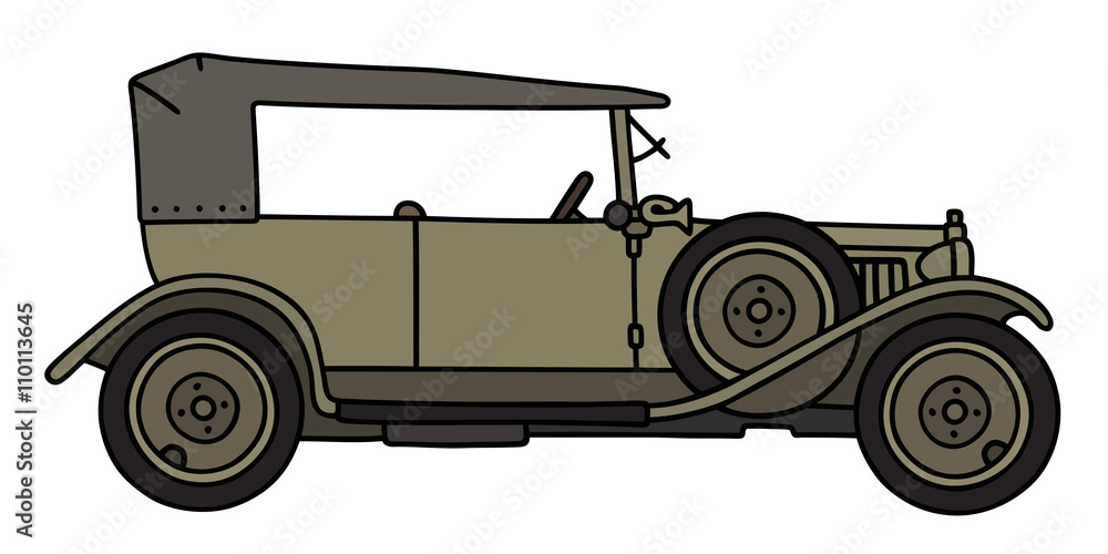 Vintage sand military car / Hand drawing, vector illustration Stock ...