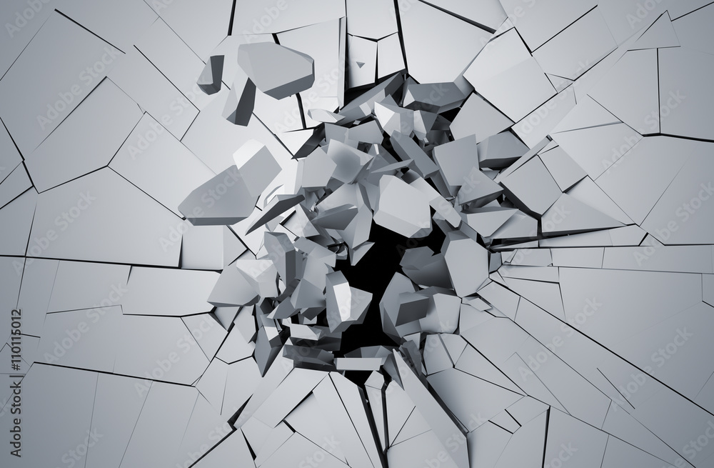 Abstract 3d rendering of cracked surface. Background with broken shape ...