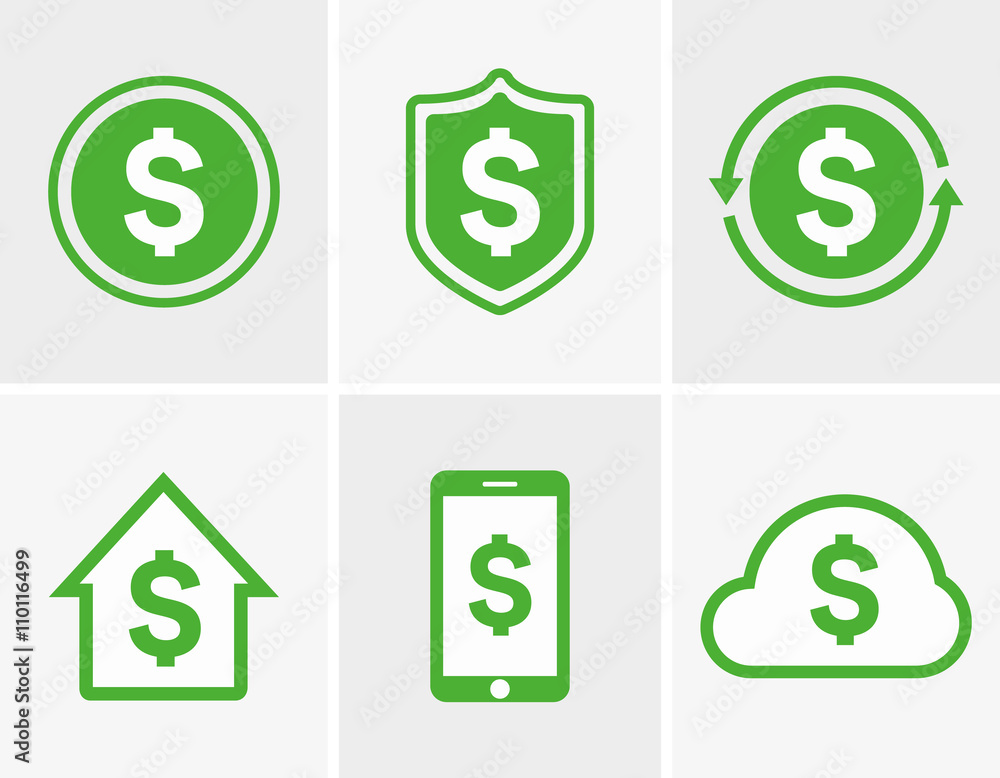 Vector dollar logo. Dollar icon. Dollar cloud icon. Dollar shield icon ...