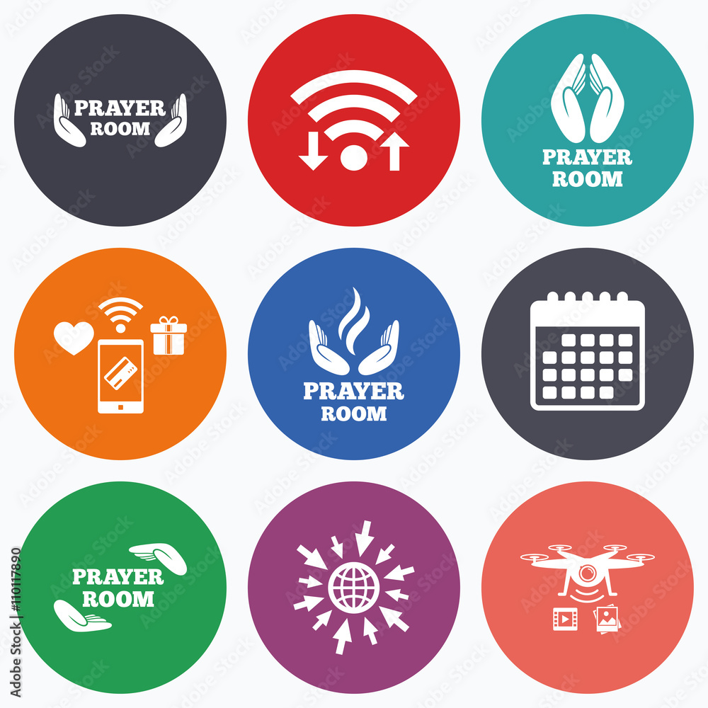 Prayer room icons. Religion priest symbols. Stock Vector | Adobe Stock