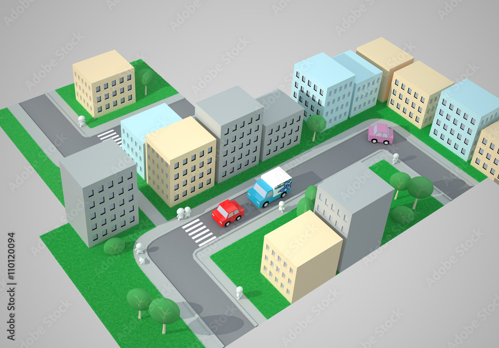 City Top View. Street Traffic. The Three-dimensional City Map with ...