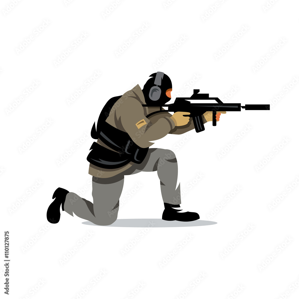 Vector Tactical shooting Cartoon Illustration. Stock Vector | Adobe Stock