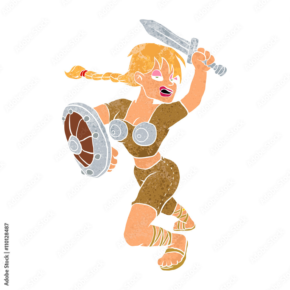 cartoon viking girl Stock Vector | Adobe Stock
