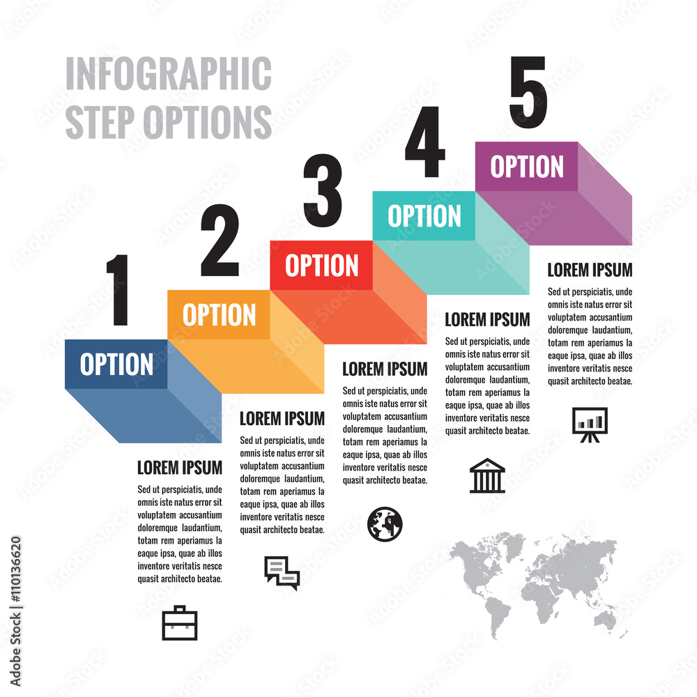 Infographic business concept - step numbered options for presentation ...