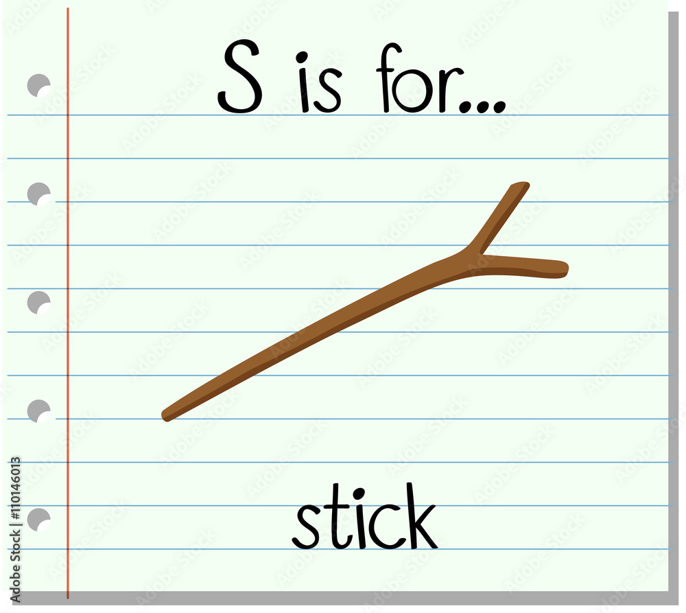 Flashcard letter S is for stick Stock Vector | Adobe Stock