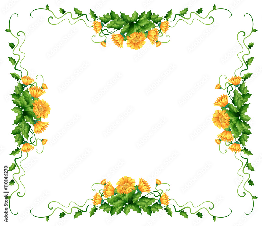 Frame design with yellow flowers Stock Vector | Adobe Stock