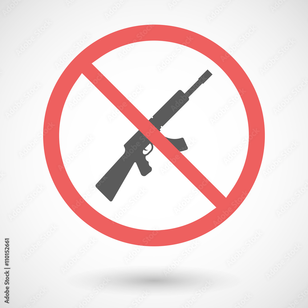 Forbidden vector signal with a machine gun sign Stock Vector | Adobe Stock