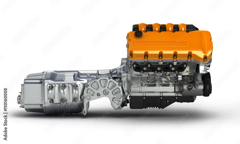 Automotive engine gearbox assembly.3D illustration. Stock Illustration ...