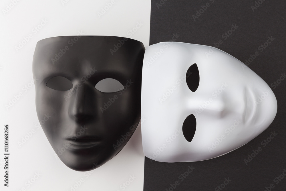 Black and white masks without expression at different angles. Stock ...