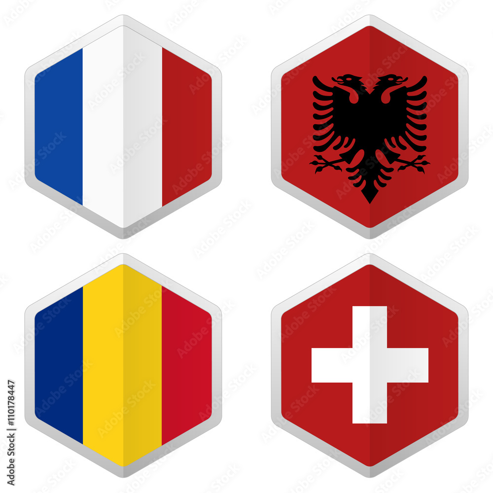 Hexagon Flag Icons for European National Soccer Team A Stock Vector ...