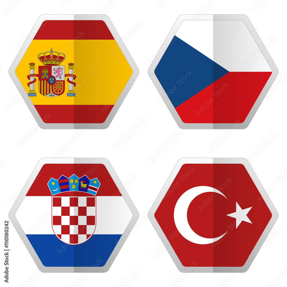 Hexagon Flag Icons for European National Soccer Team D Stock Vector ...