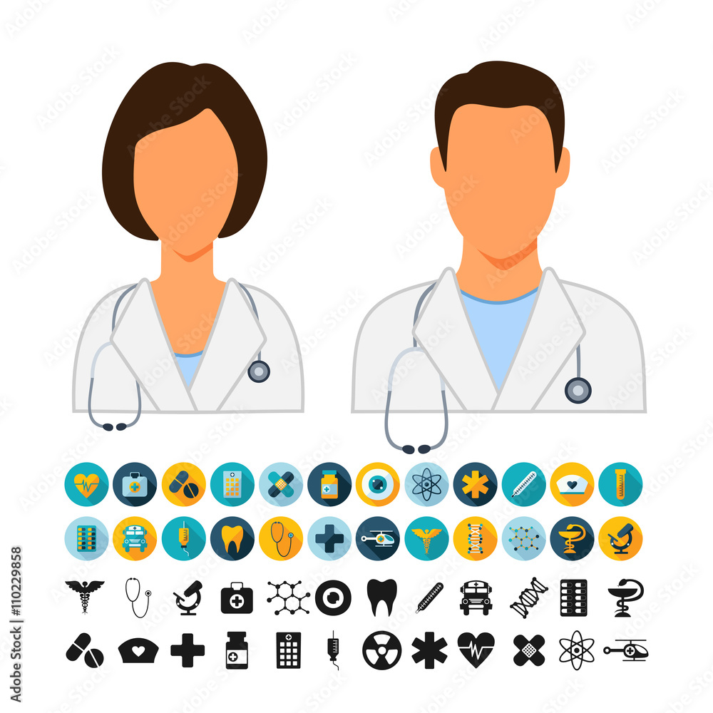 Doctors / Physicians Icons set. Stock Vector | Adobe Stock