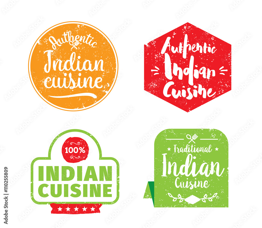 Authentic indian cuisine vector label Stock Vector | Adobe Stock