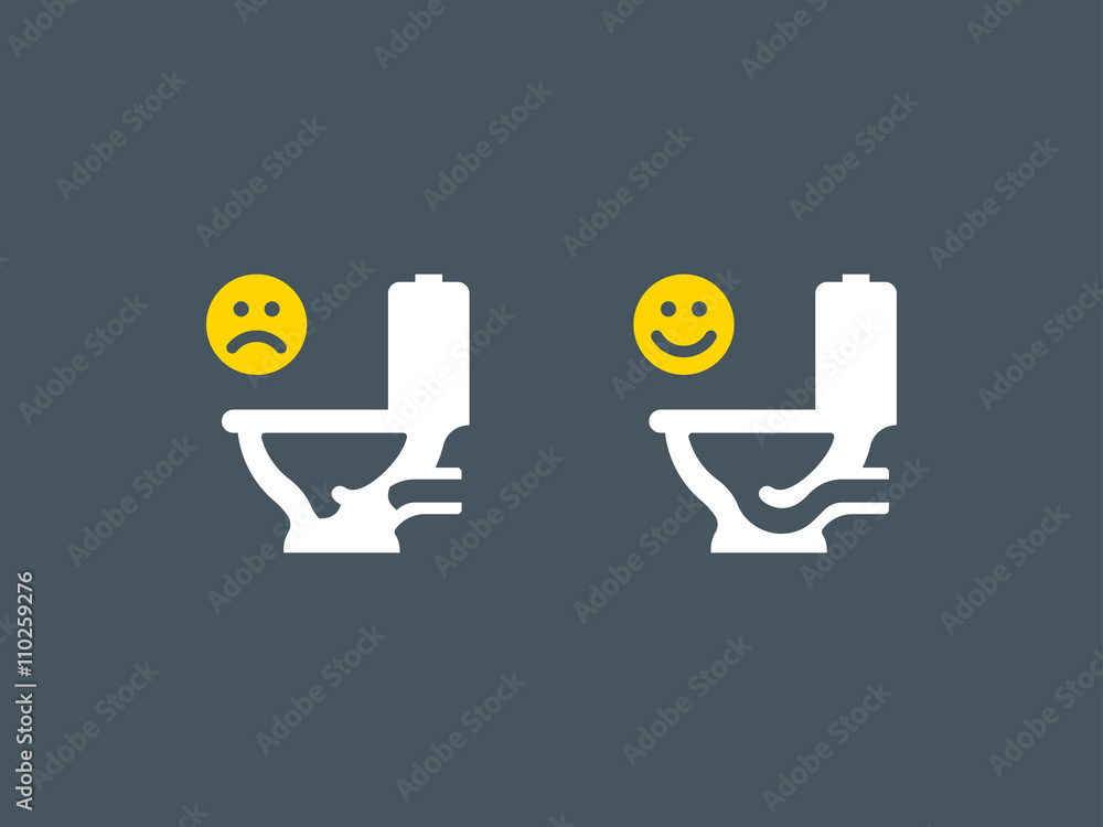 Clogged and unclogged toilet symbol Stock Vector | Adobe Stock