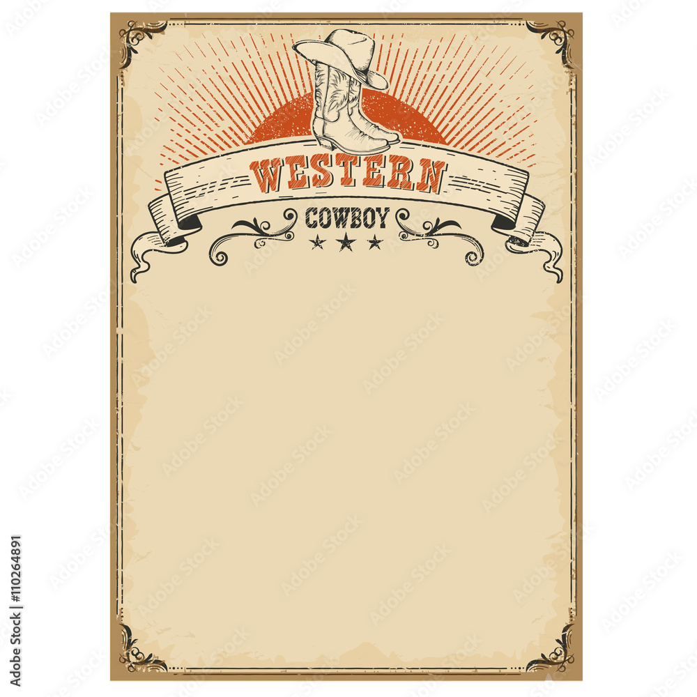 Photo & Art Print American western background with boots and cowboy hat ...