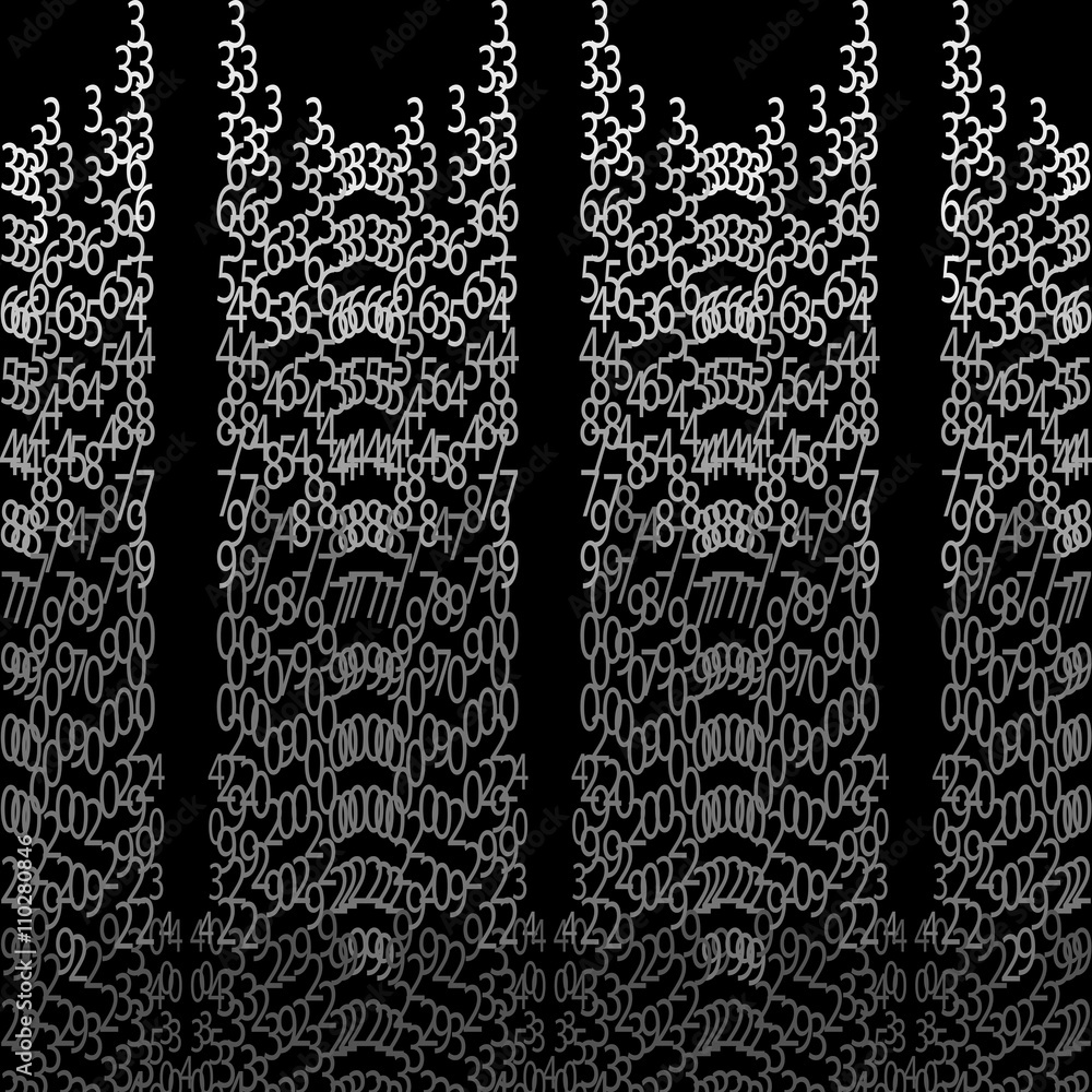 Binary code black and white background with digits on screen. Algorithm ...