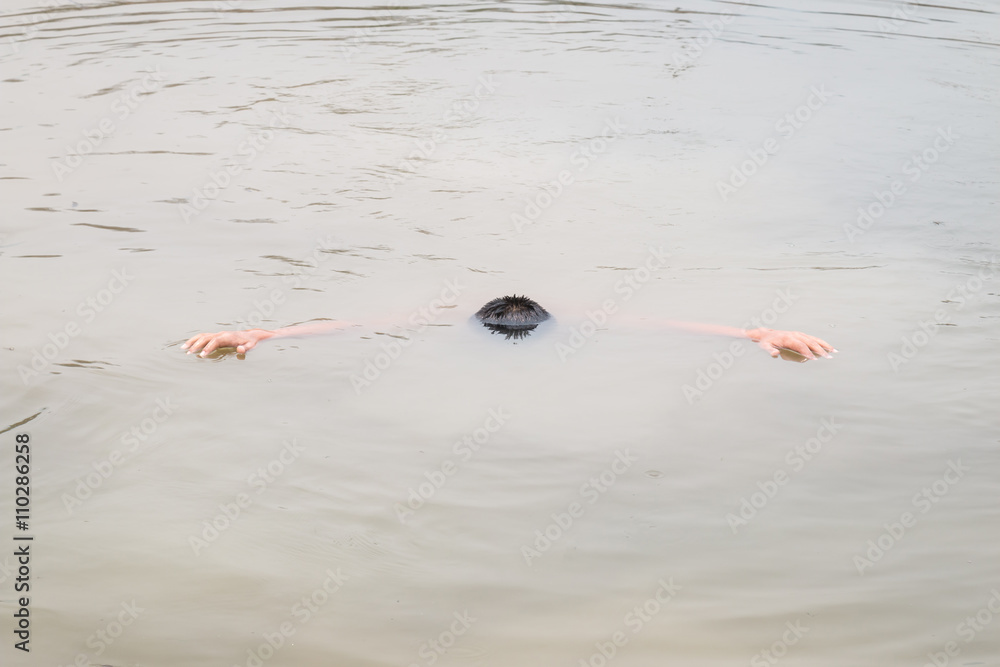 Children in big water pond : Concept drowning Stock Photo | Adobe Stock