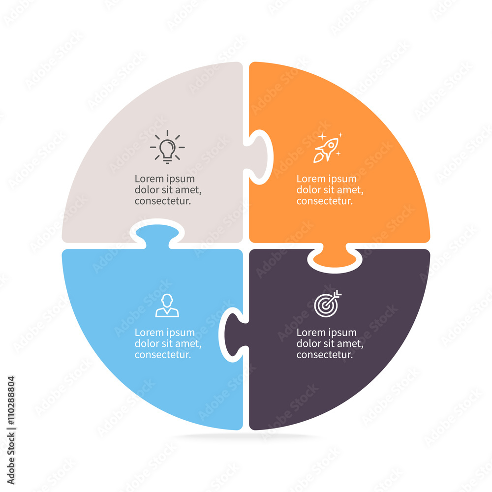 Pie chart, diagram with 4 steps, options. Stock Vector | Adobe Stock