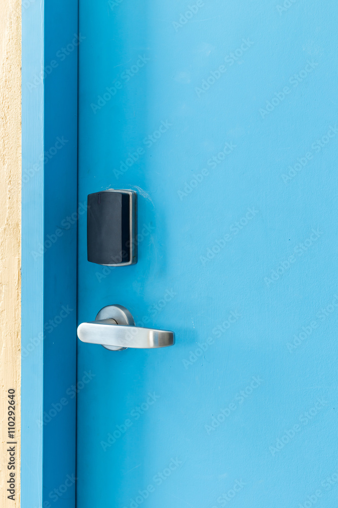 Entrance door with electronic keycard lock system Stock Photo | Adobe Stock