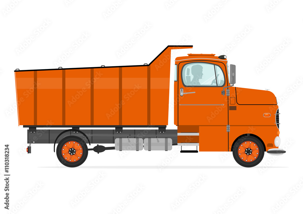 Cartoon orange truck on a white background. Flat vector Stock Vector ...