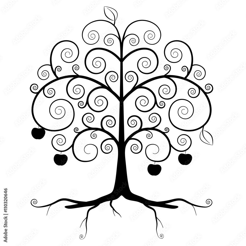 Tree Symbol - Abstract Vector Tree Silhouette Isolated on White ...